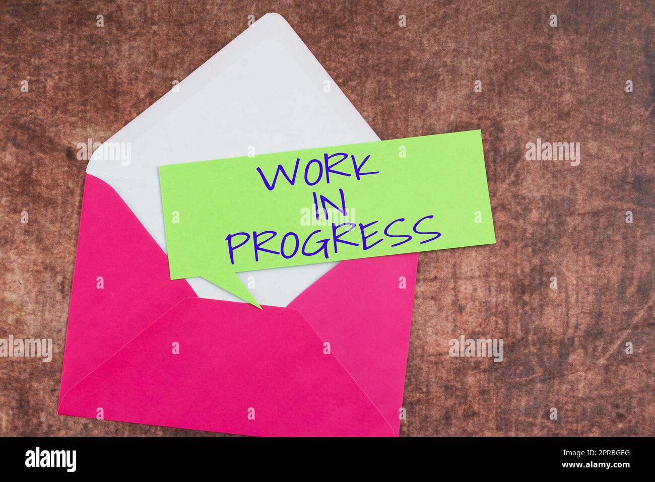 Conceptual caption Work In Progress. Word for Job still being done ...