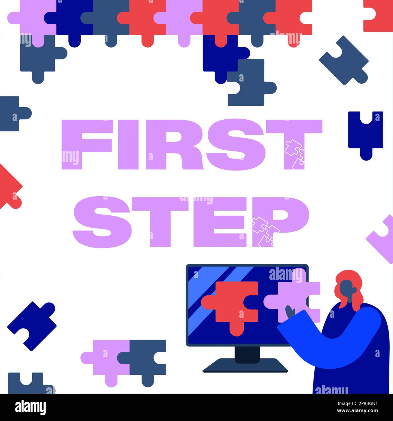 Text caption presenting First Step. Business approach Pertaining to the start of a certain ...