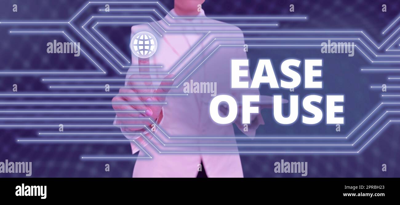 Hand writing sign Ease Of Use. Business overview User friendly easy to ...