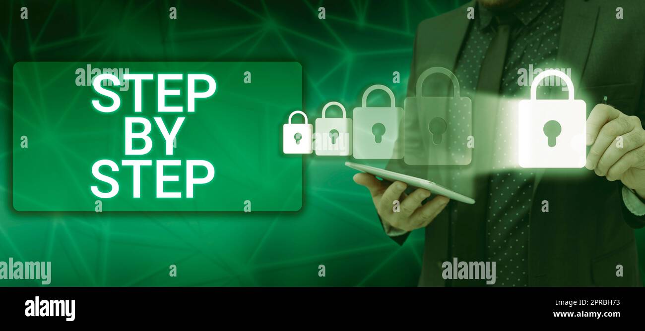 Handwriting text Step By Step. Business approach Slow progress Road to ...