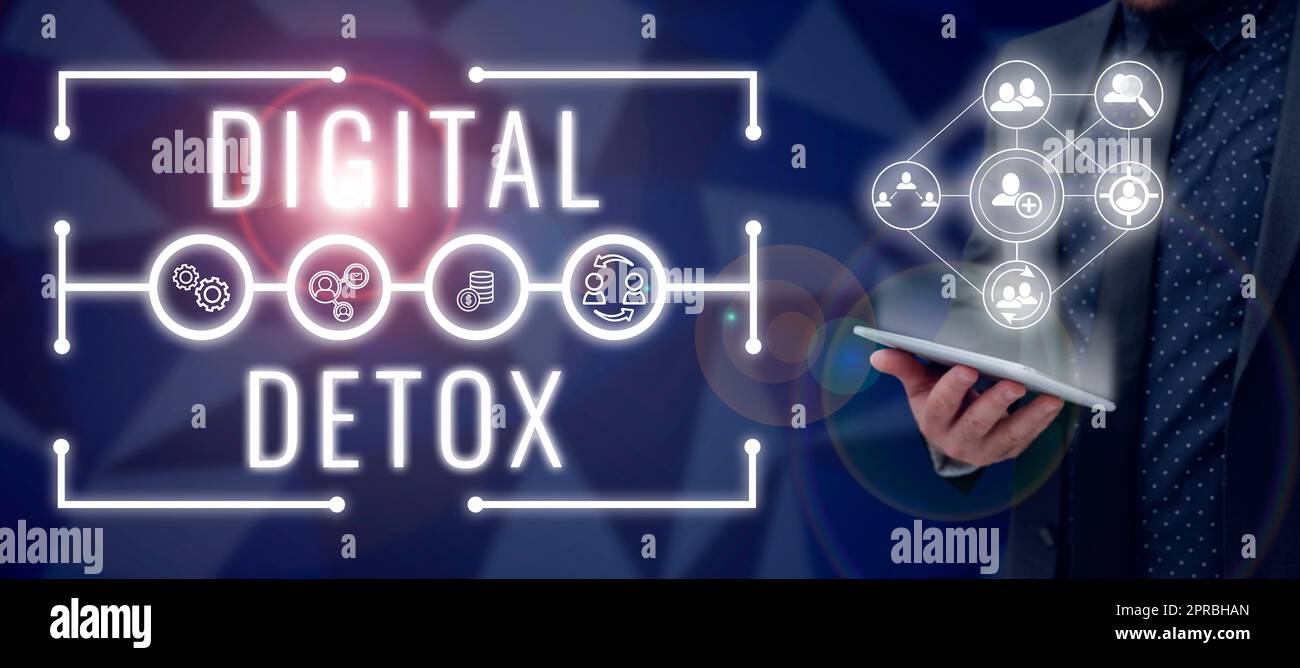 Text caption presenting Digital Detox. Business overview Free of ...