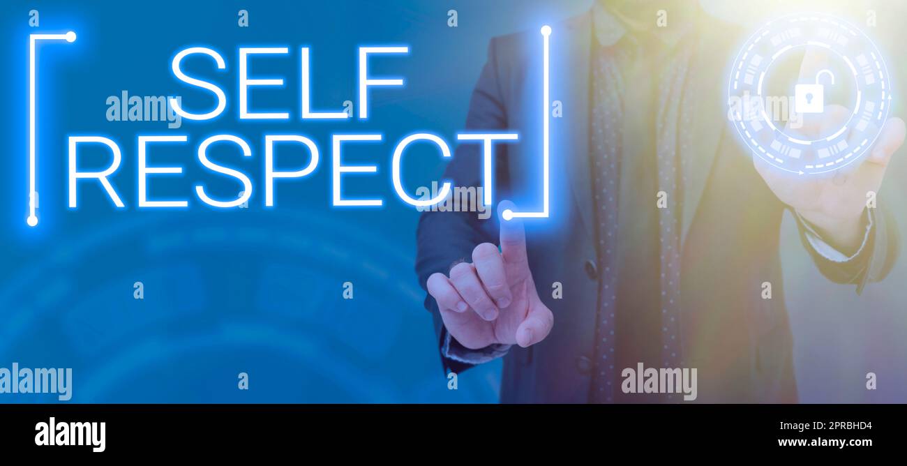 Text caption presenting Self Respect. Internet Concept Pride and ...