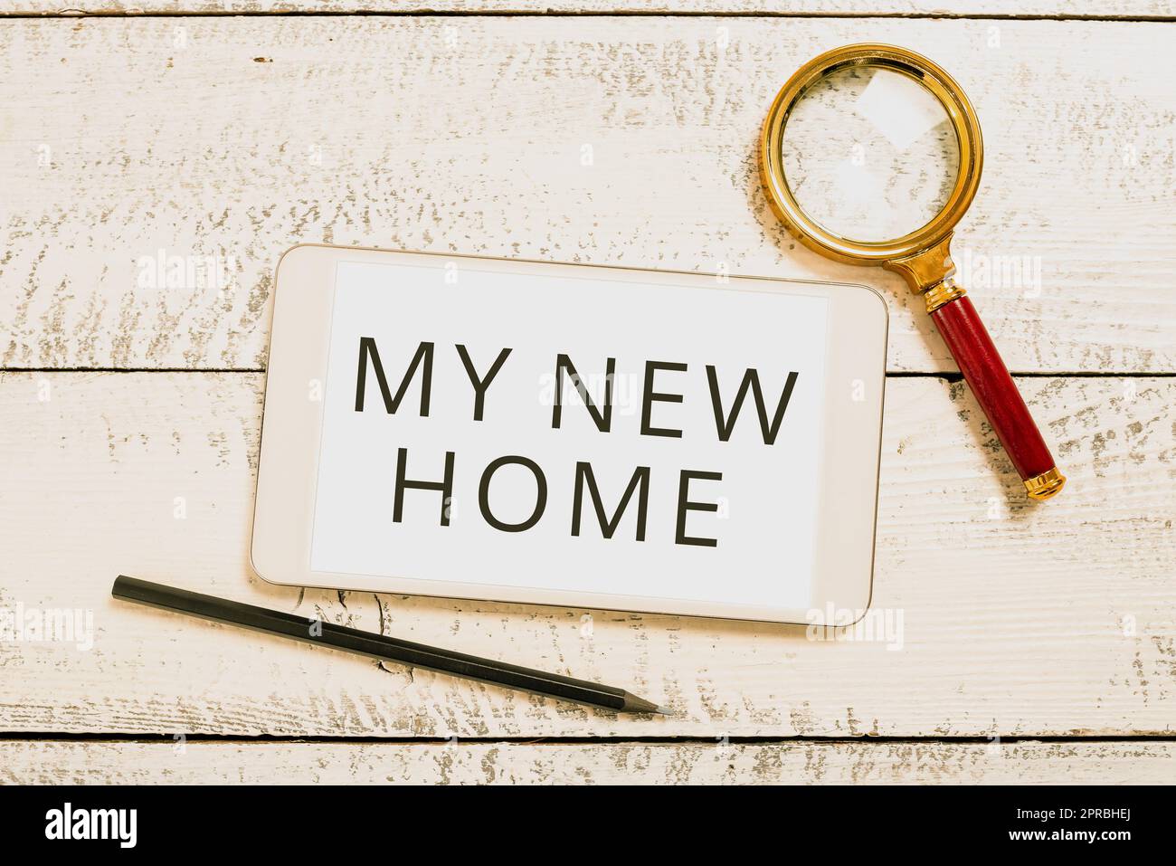 Text caption presenting My New Home. Business concept Relocation moving ...