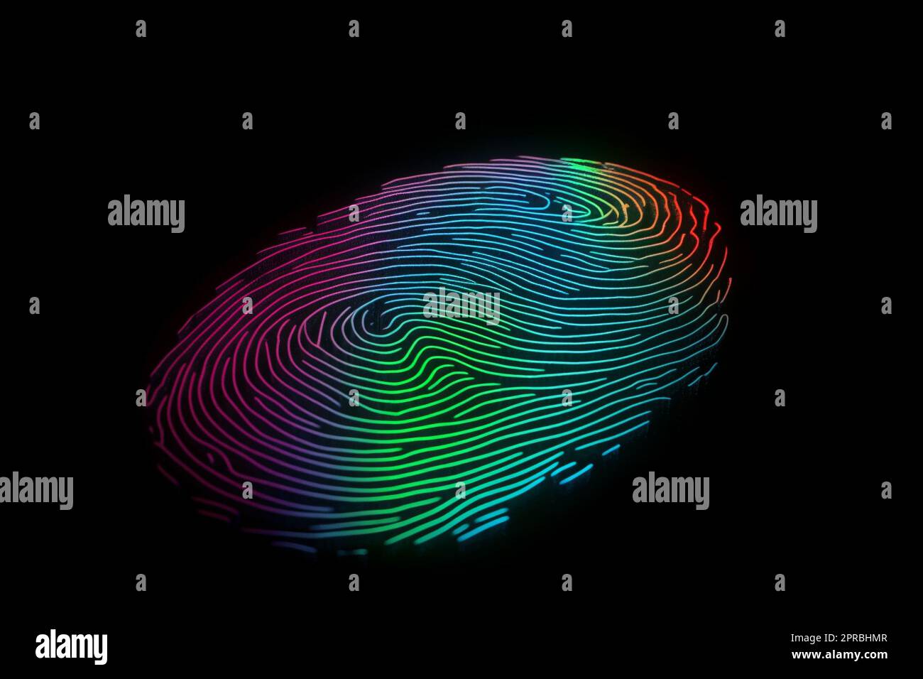 neon Fingerprint in white isolated on a black background Stock Photo ...