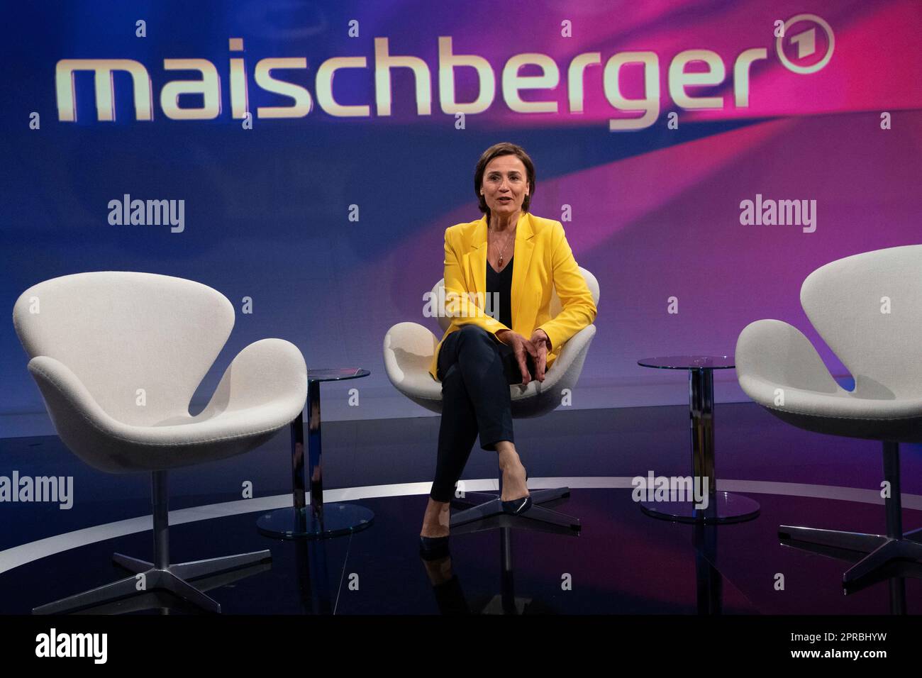 Cologne, Deutschland. 26th Apr, 2023. Sandra MAISCHBERGER, presenter ...