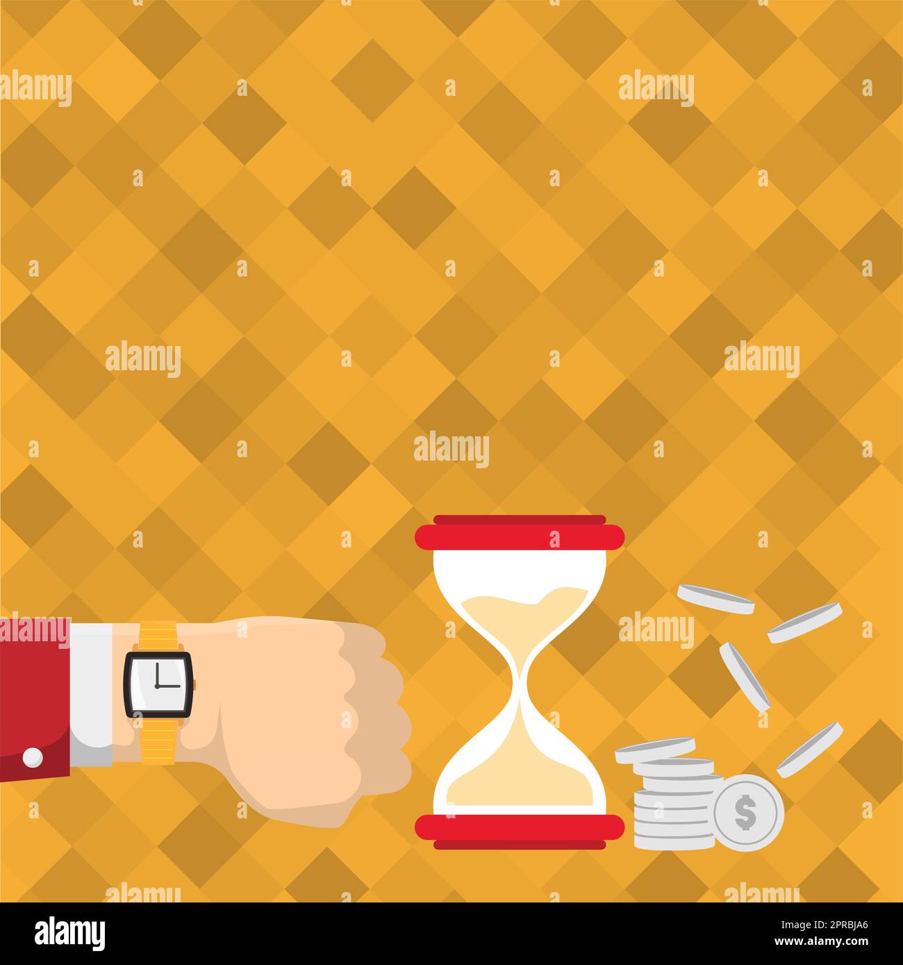 Businessman Using Wristwatch Around Hand Showing Hourglass Indicating ...