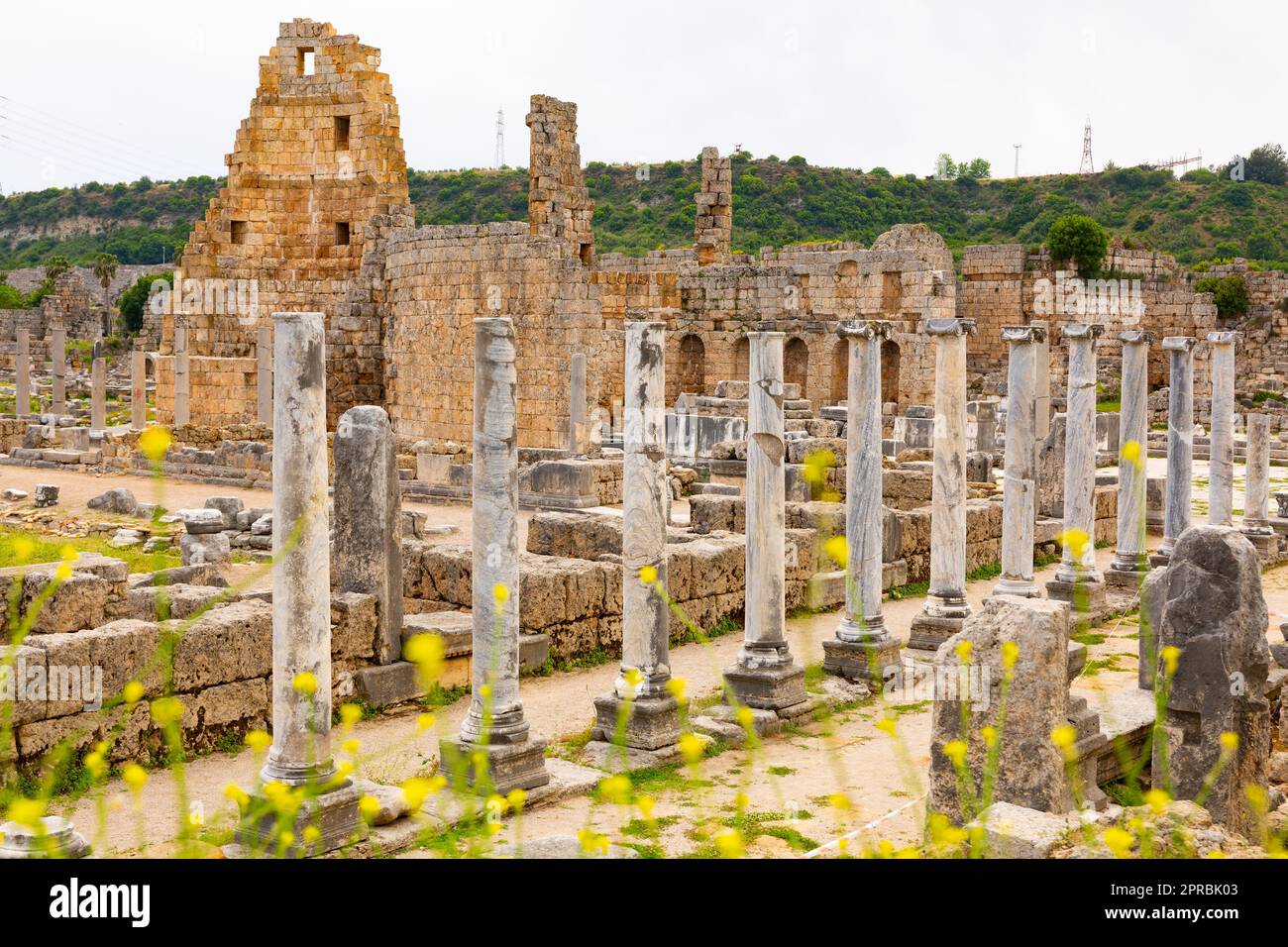 Ancient Hellenistic city gates and Agora in the antiquity city of Perge ...