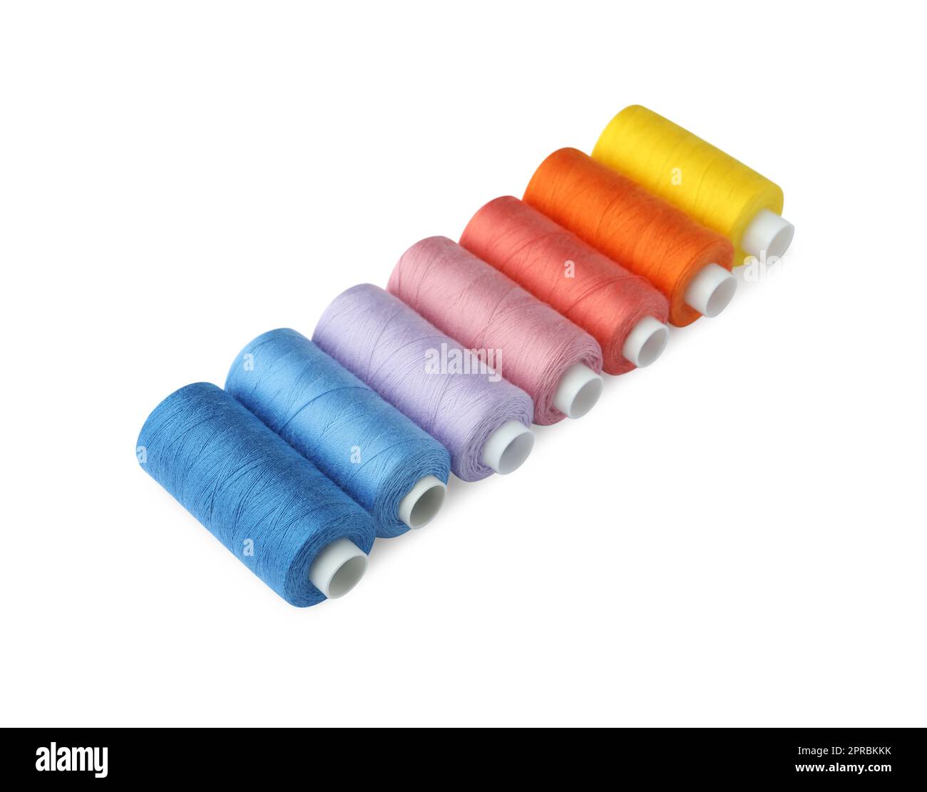 Set of different colorful sewing threads on white background Stock ...