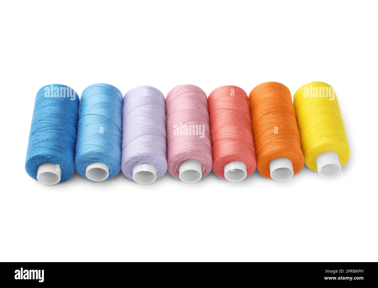 Set of different colorful sewing threads on white background Stock ...