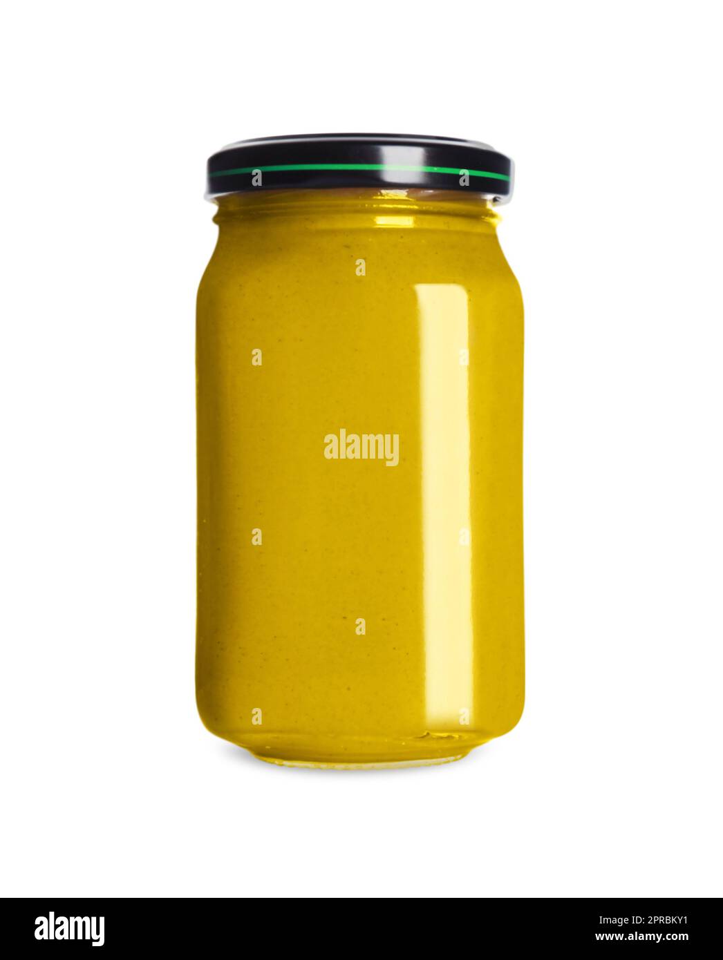 Spicy mustard in glass jar isolated on white Stock Photo - Alamy