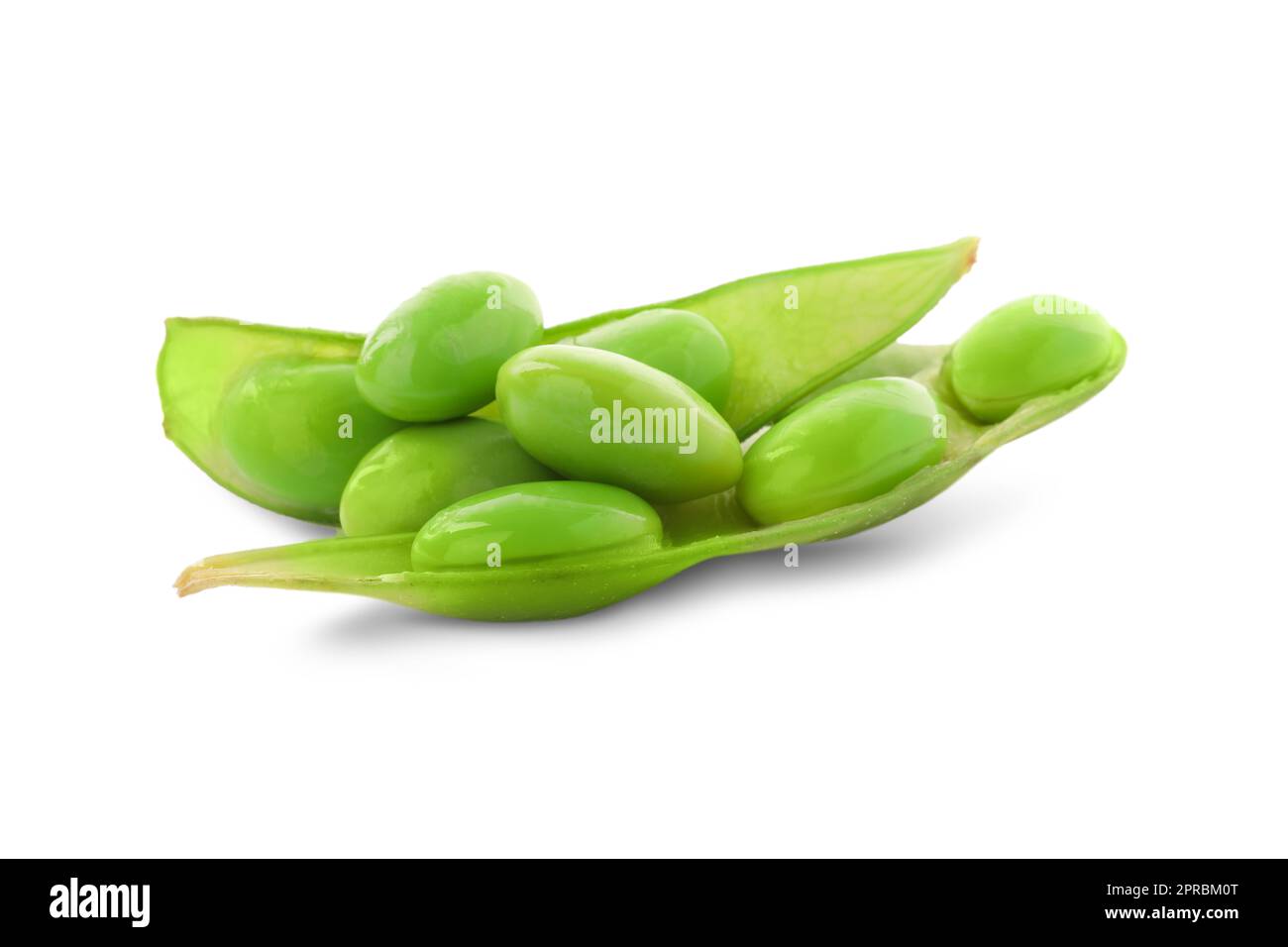 Fresh green edamame pod with beans on white background Stock Photo - Alamy