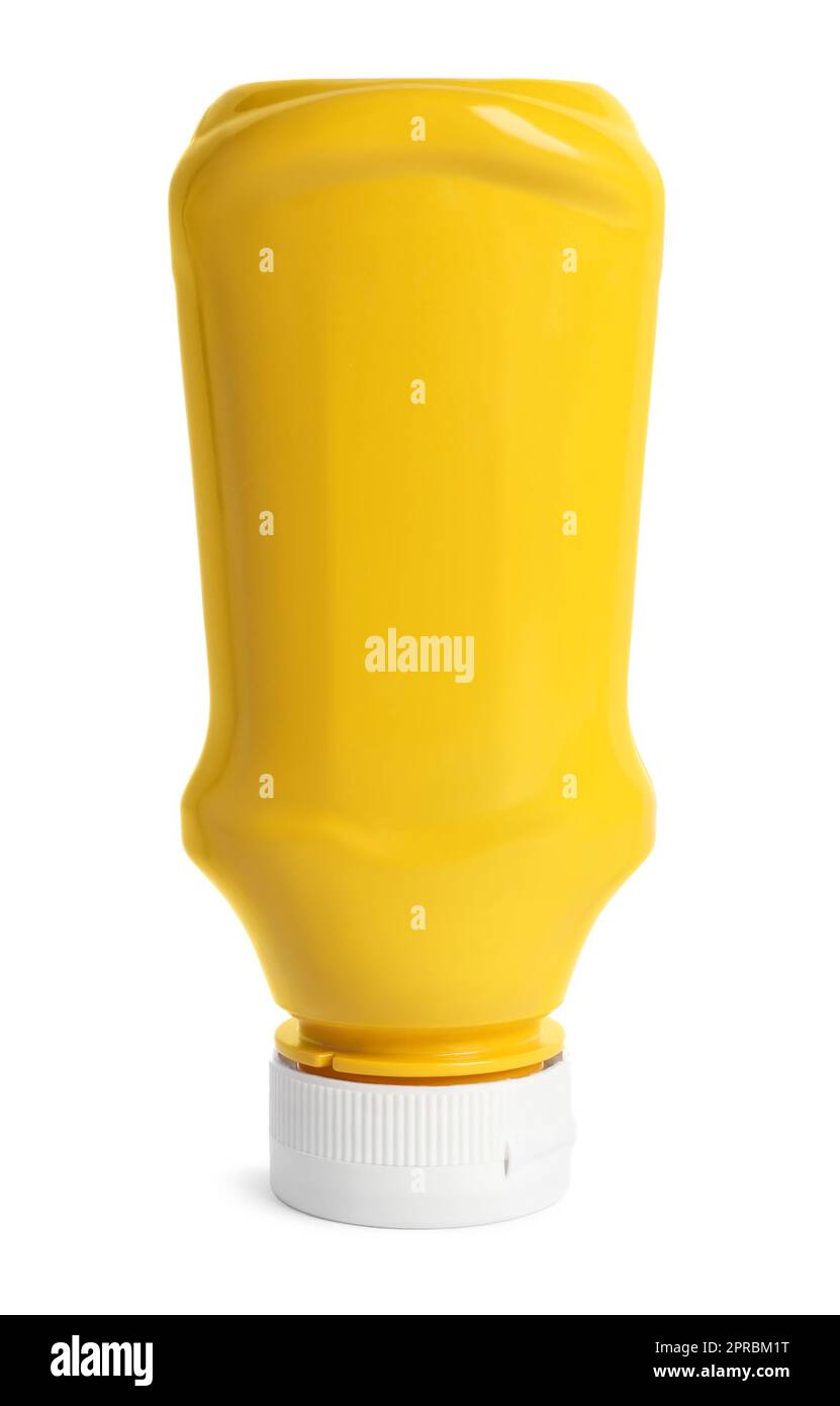 Spicy mustard in plastic bottle isolated on white Stock Photo - Alamy