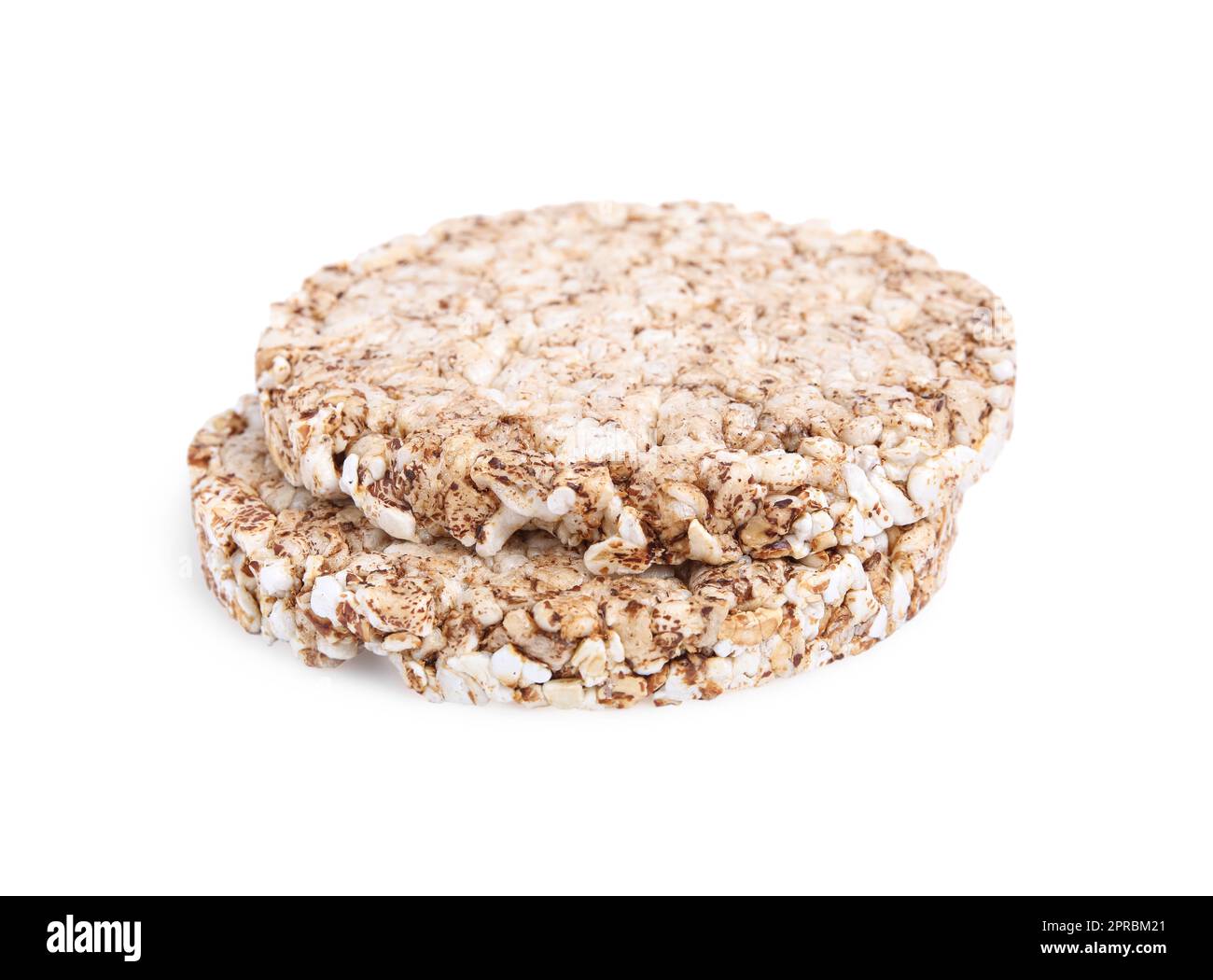 Tasty crunchy buckwheat cakes on white background Stock Photo - Alamy