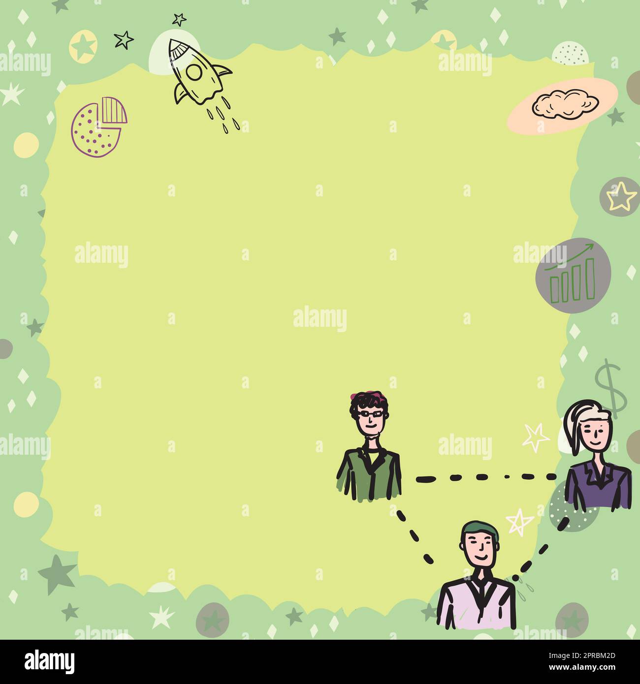 Blank frame decorated with colorful stars and business financial ...