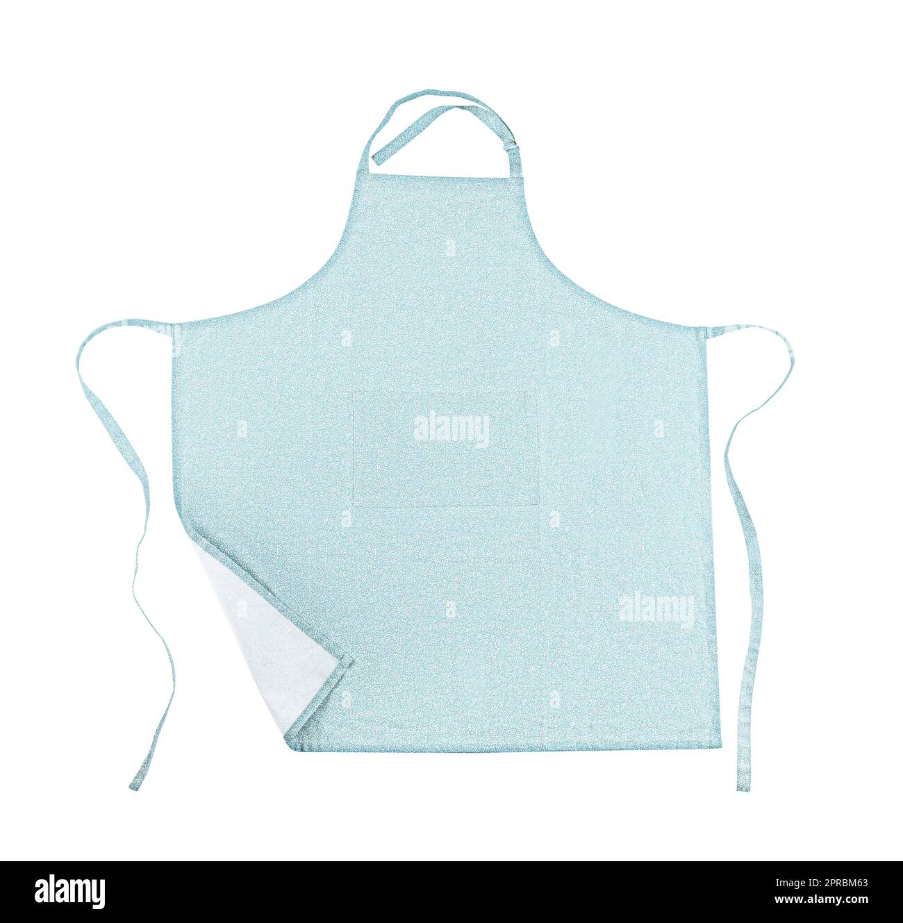 Light blue apron with pattern isolated on white, top view Stock Photo ...