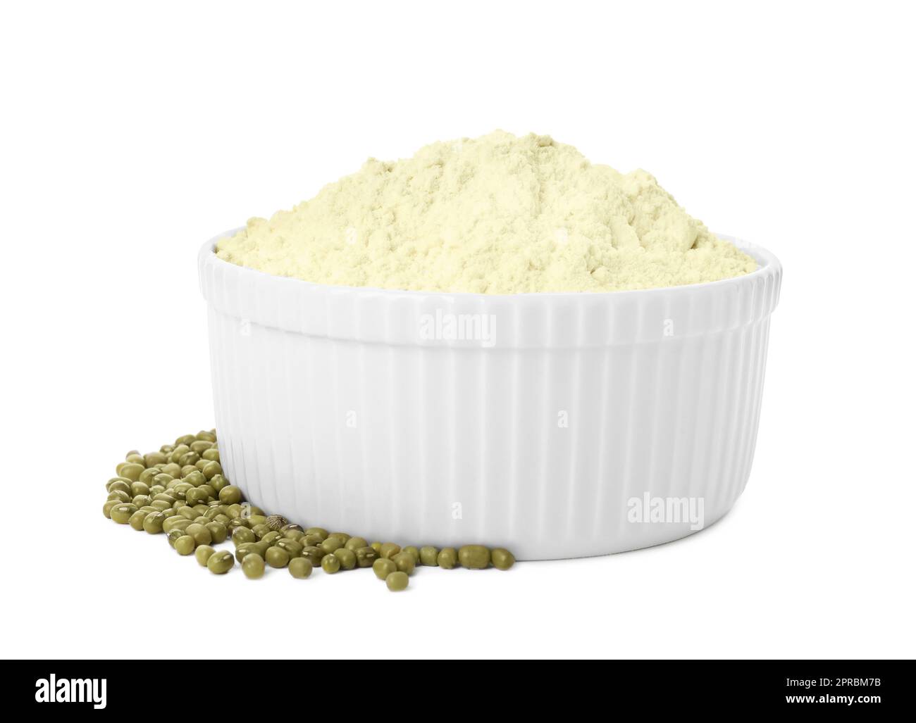 Mung bean flour in bowl and seeds isolated on white Stock Photo - Alamy