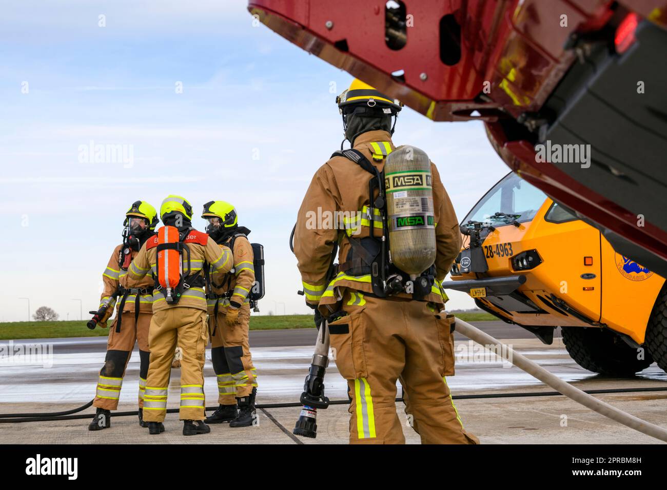 Dutch Firefighters with the 941st Squadron, Air Mobility Command, Royal ...