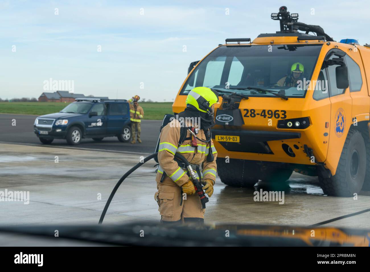 Dutch Firefighters with the 941st Squadron, Air Mobility Command, Royal ...