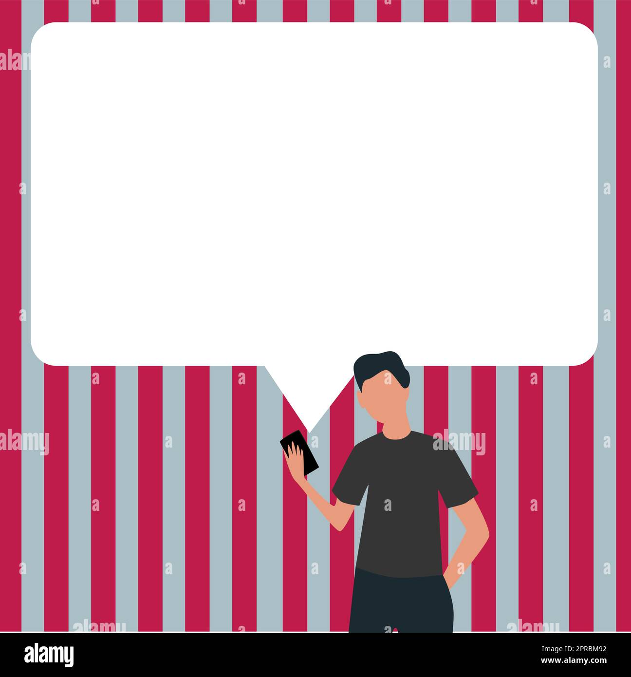 Presenter With Conversation Bubble Showing New Announcement. Colleague Speech Balloon Presenting ...