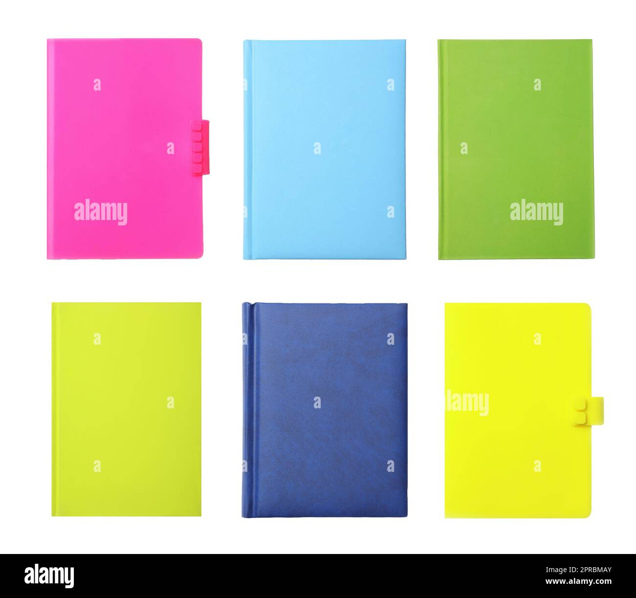 Set with stylish colorful notebooks on white background, top view Stock ...