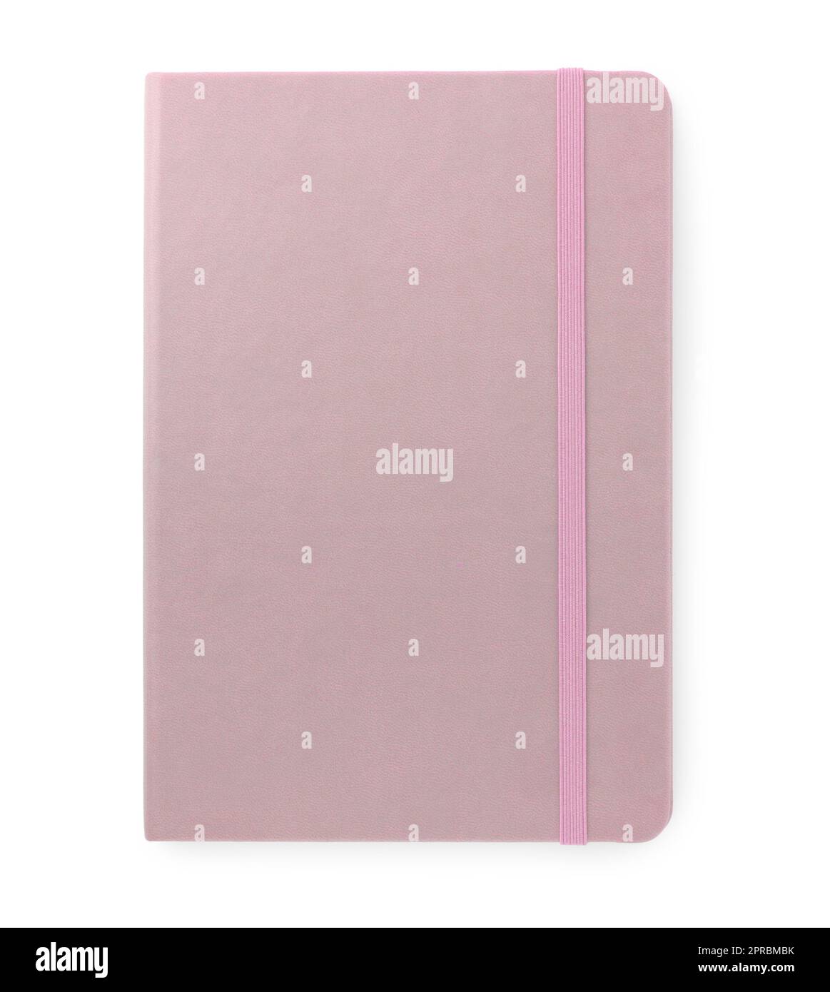 Light pink notebook isolated on white, top view Stock Photo - Alamy