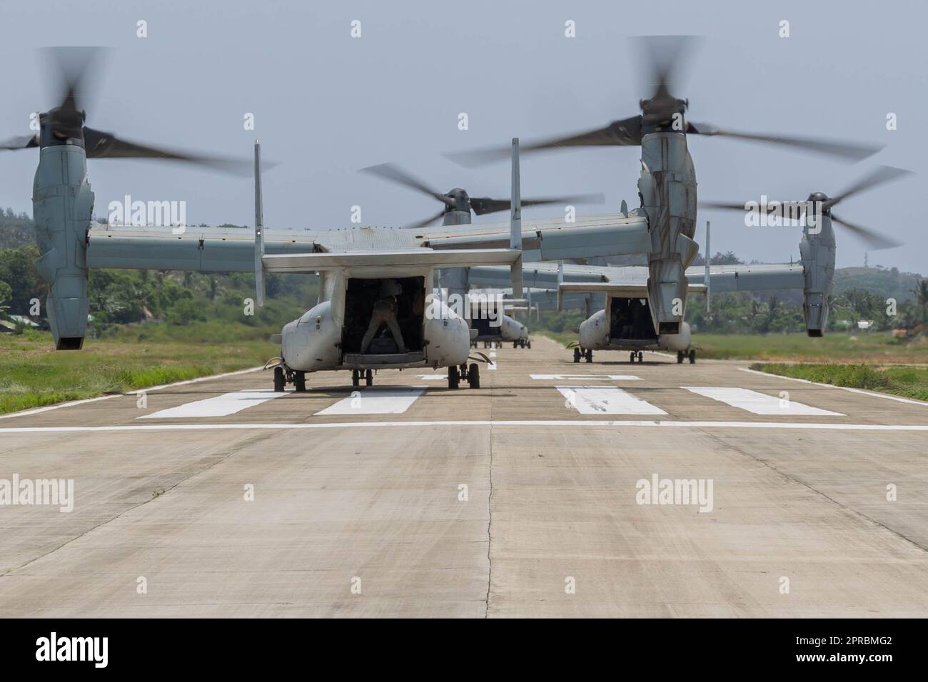 U.S. Marine Corps MV-22 Ospreys arrive on Calayan Island during ...