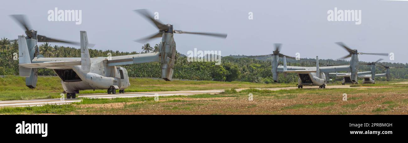 U.S. Corps MV-22 Ospreys arrive on Calayan Island during Balikatan 23 ...