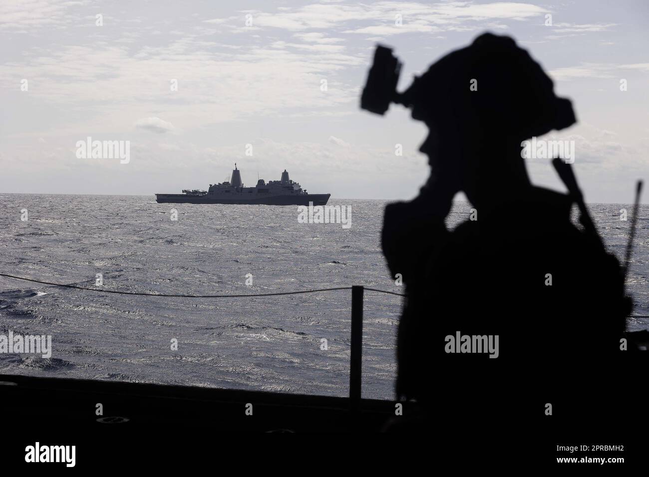 The San Antonio-class amphibious transport dock ship USS Mesa Verde ...