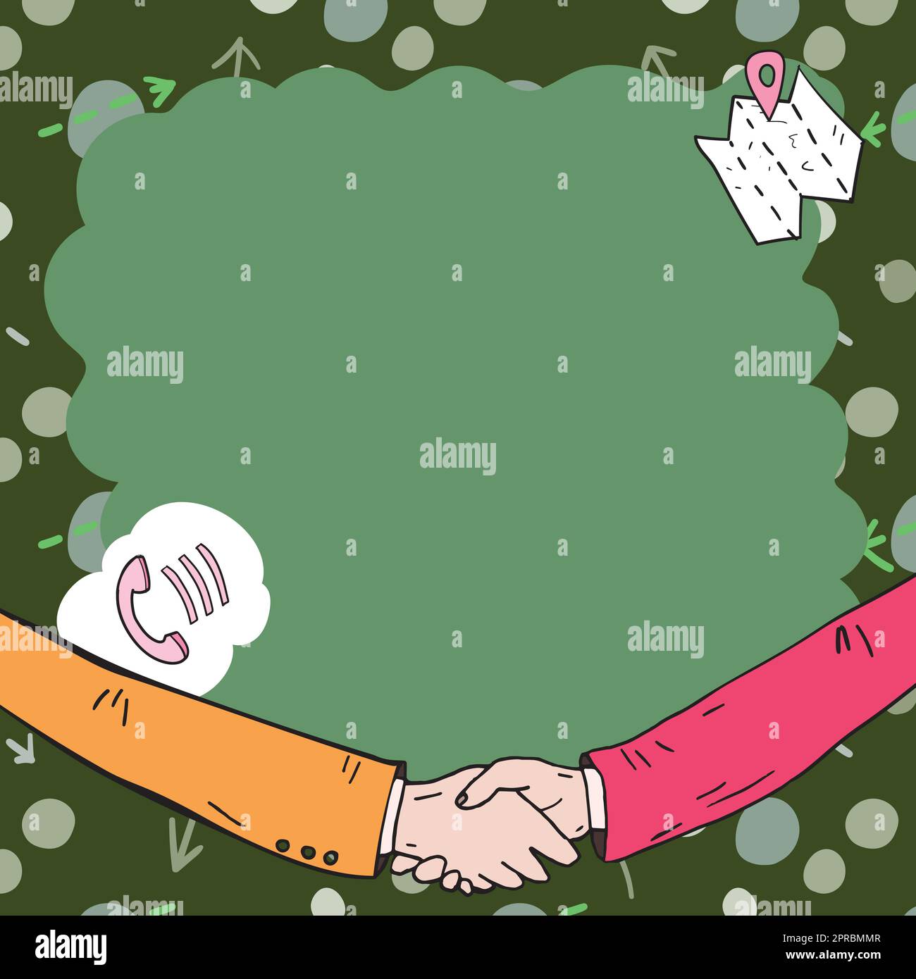 Blank frame decorated with communication harmony symbols. Empty poster ...