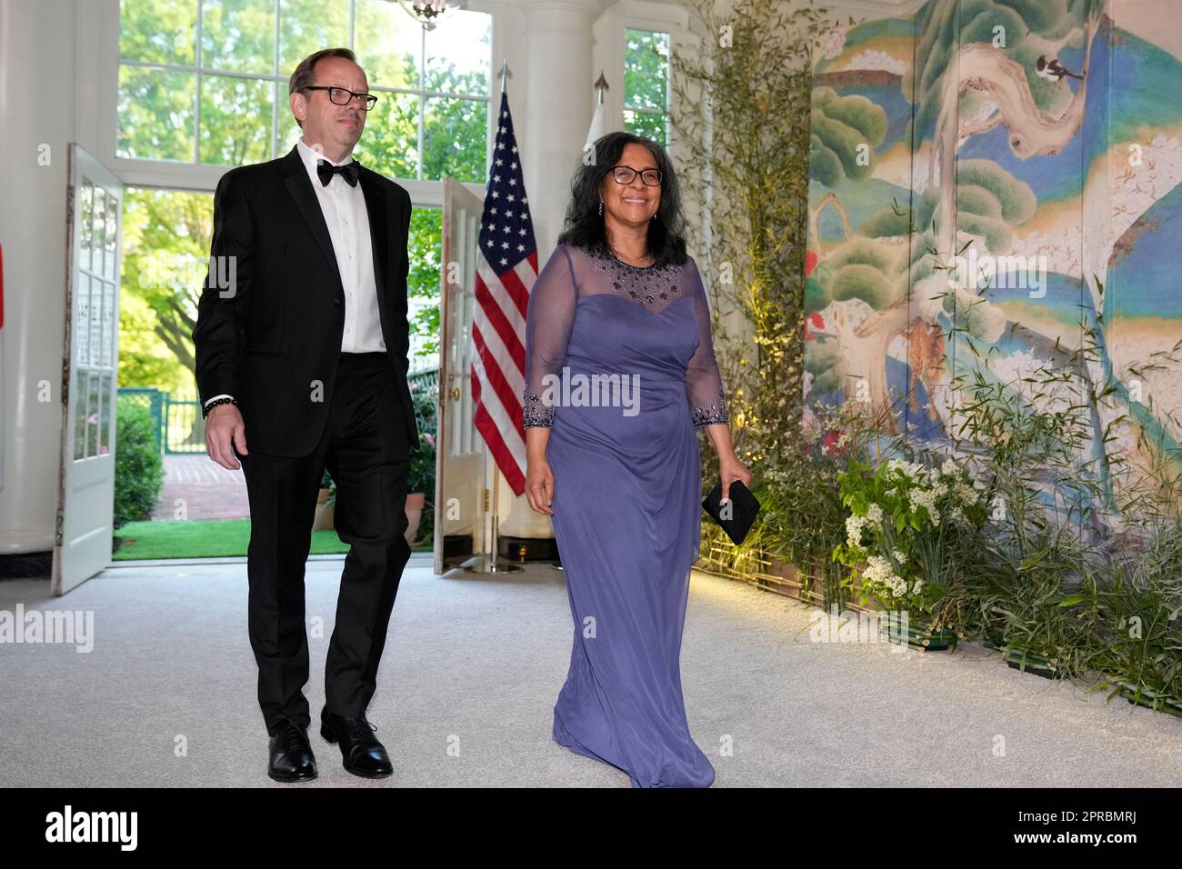 Rep. Marilyn Strickland, D-Wash., and Patrick J. Erwin, arrive for the State Dinner with ...