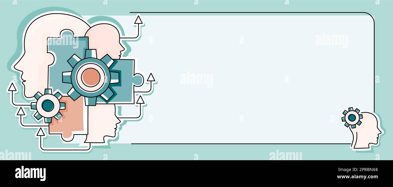 Multiple Heads With Cogs Showing Technology Ideas. Gears In Brain ...