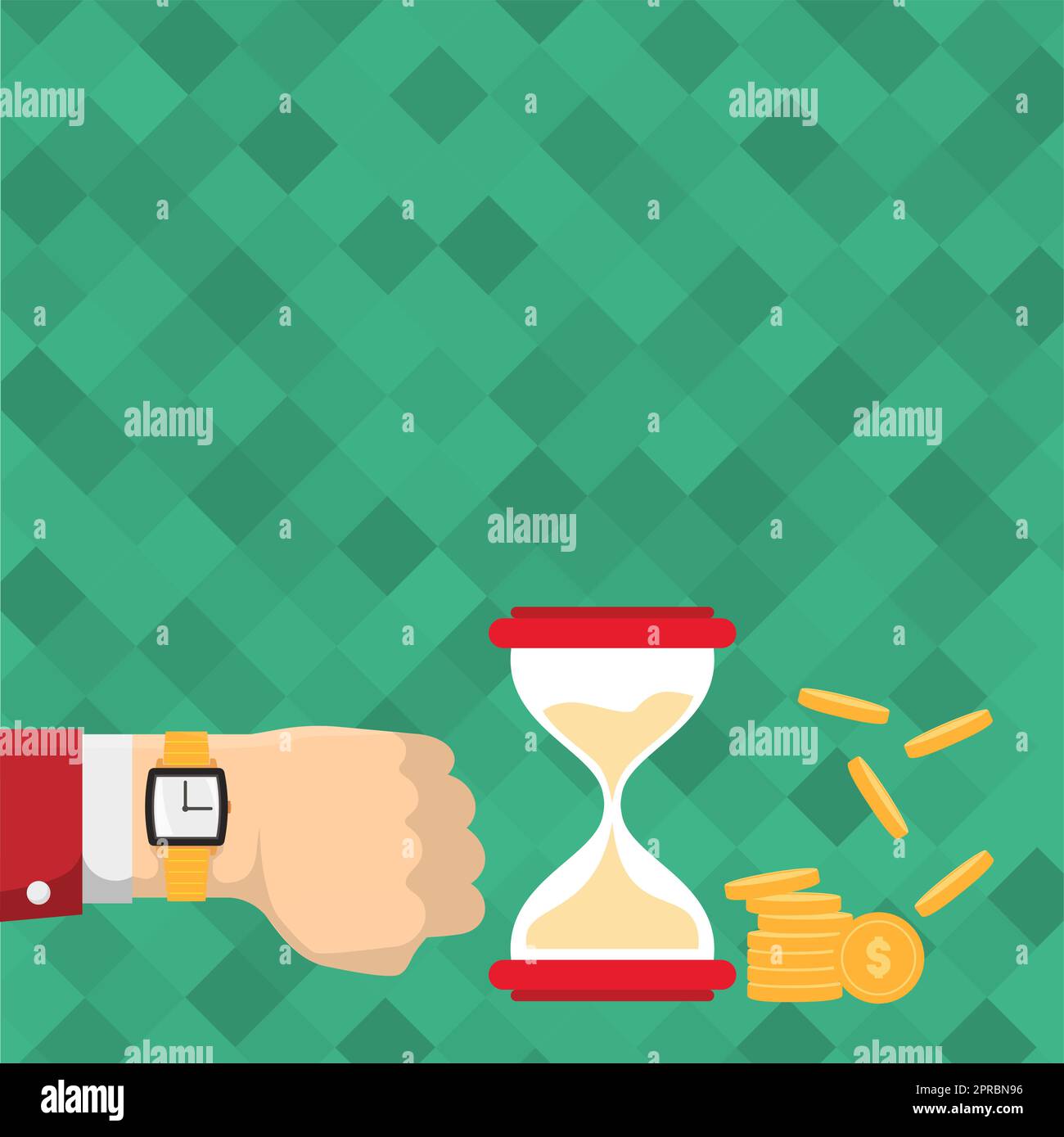 Businessman Using Wristwatch Around Hand Showing Hourglass Indicating ...