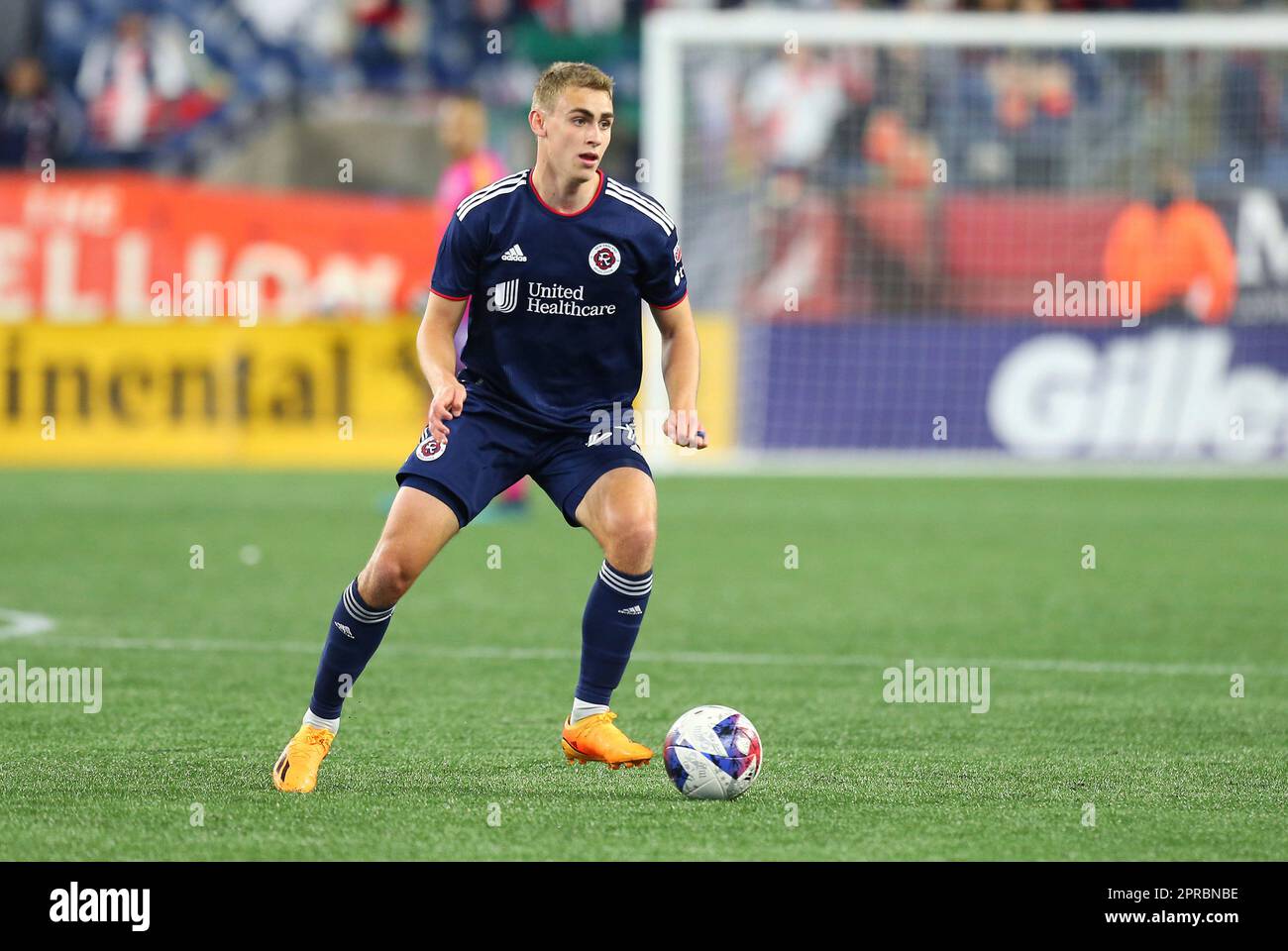 April 25, 2023; Foxborough, MA, USA; New England Revolution midfielder ...