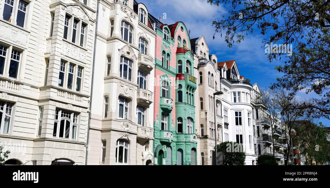 facades of beautiful art nouveau houses in cologne's südstadt quarter ...