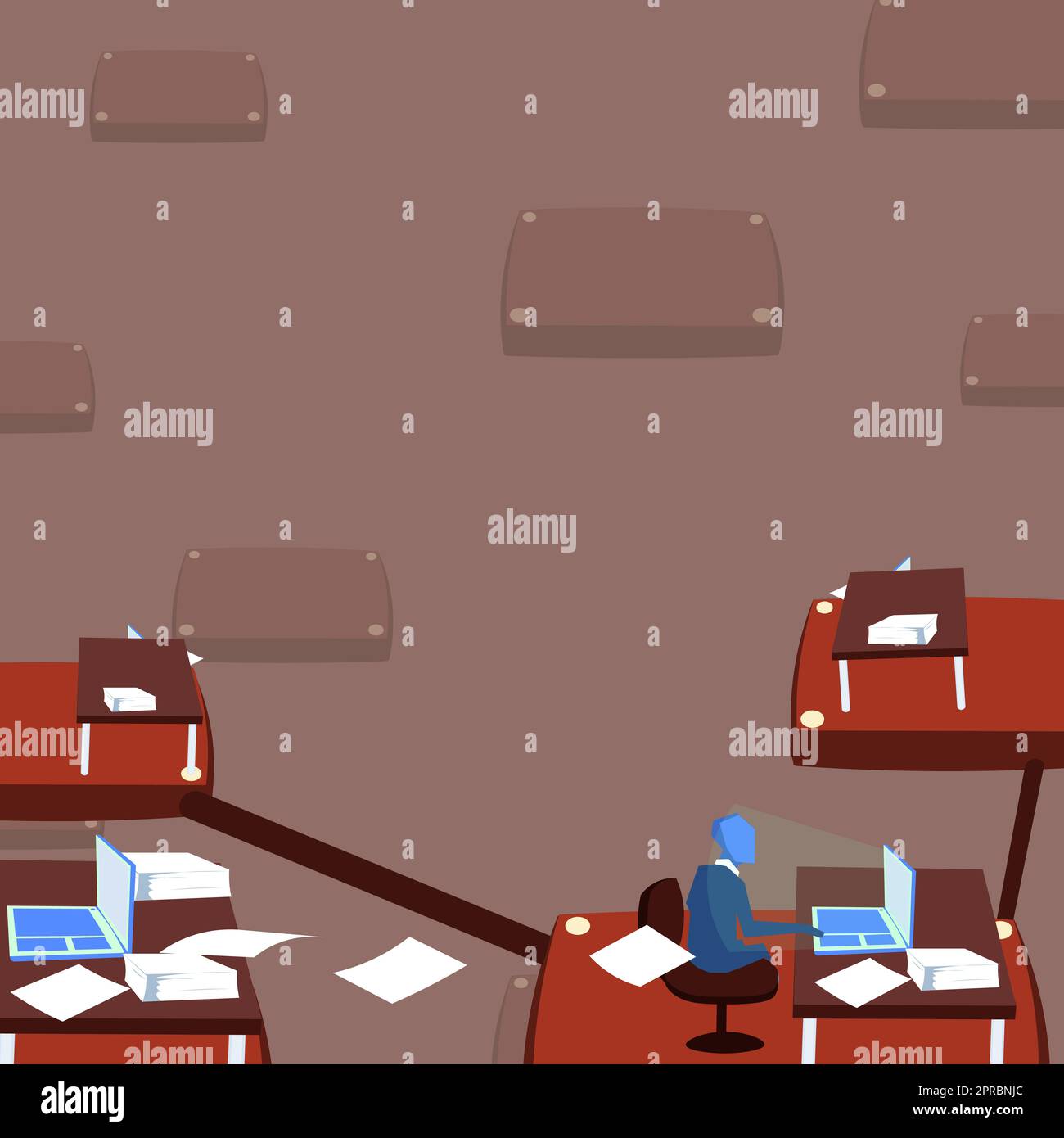 Team leader communicates virtually through computer. Male working over ...