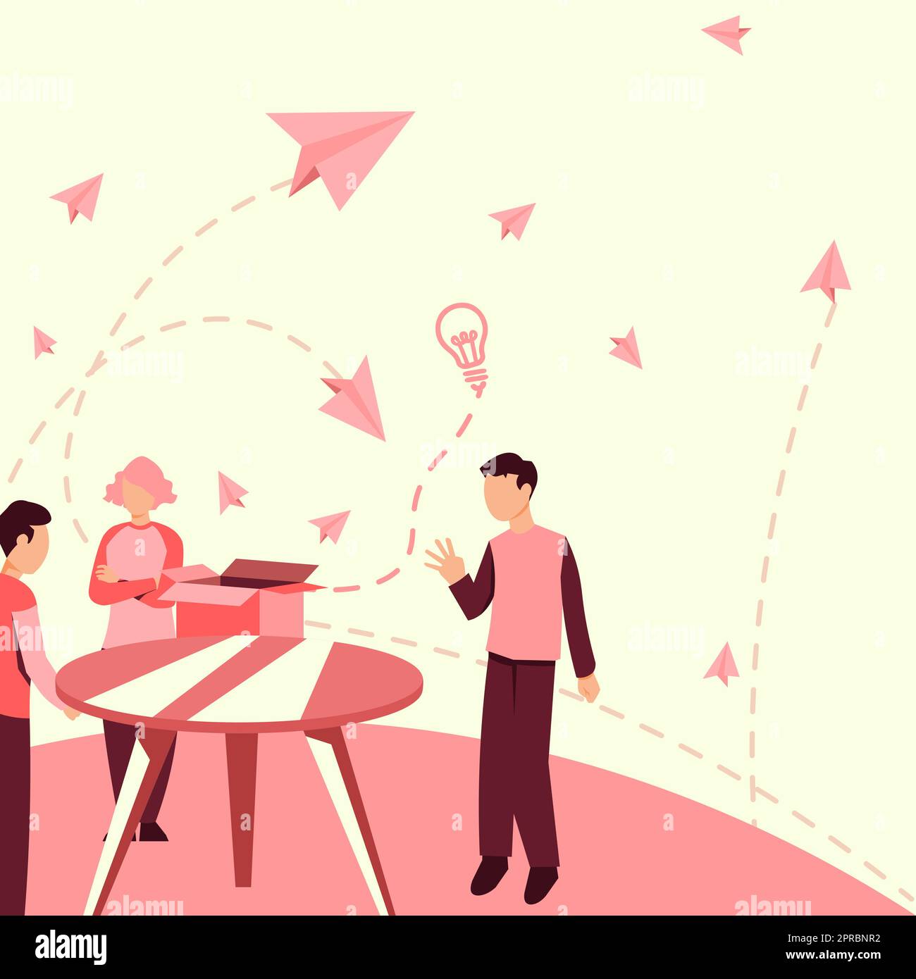 Colleagues Thinking New Innovative Ideas Around Table. Three People ...