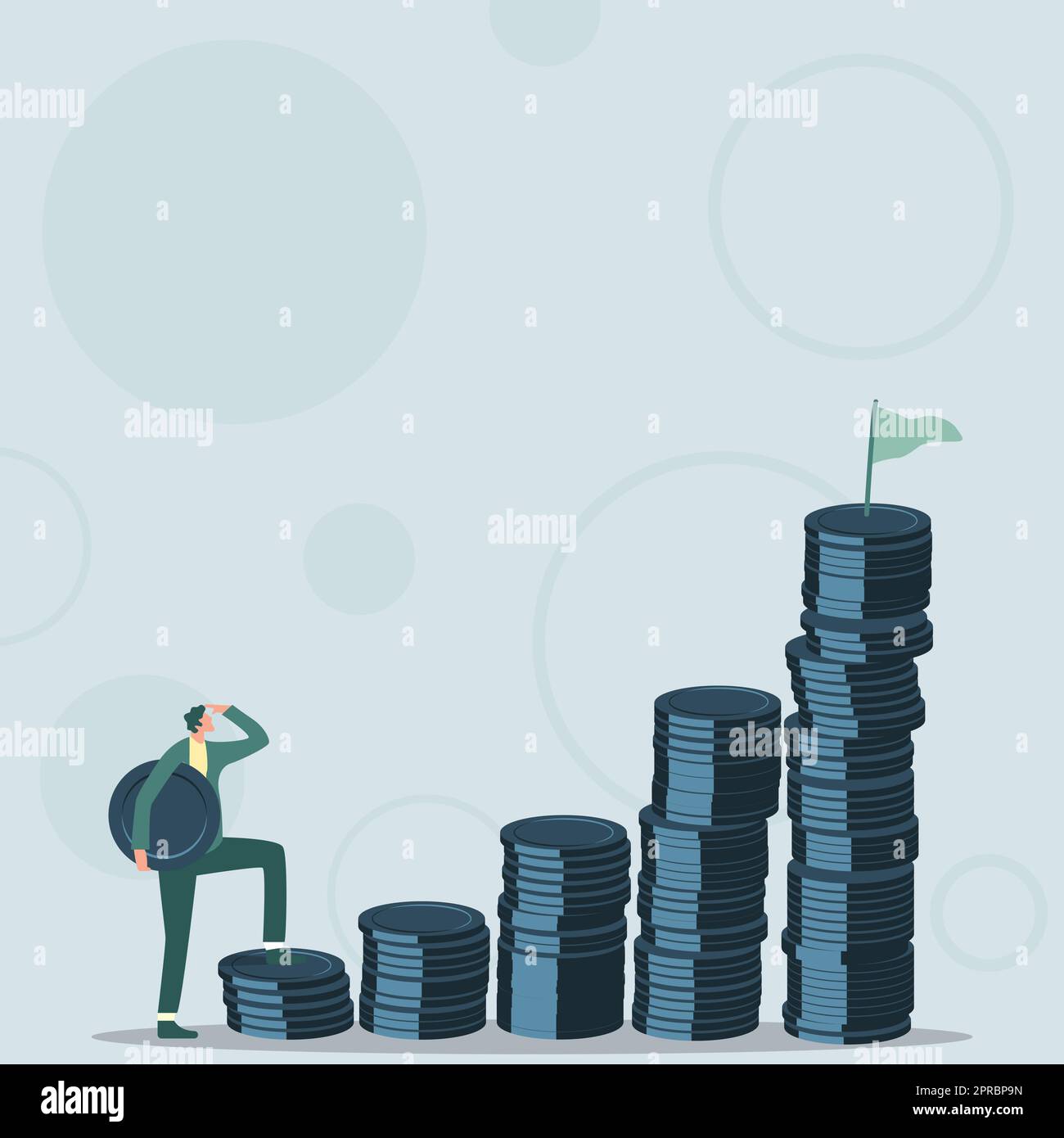 Businessman climbing gold coins Stock Vector Images - Alamy