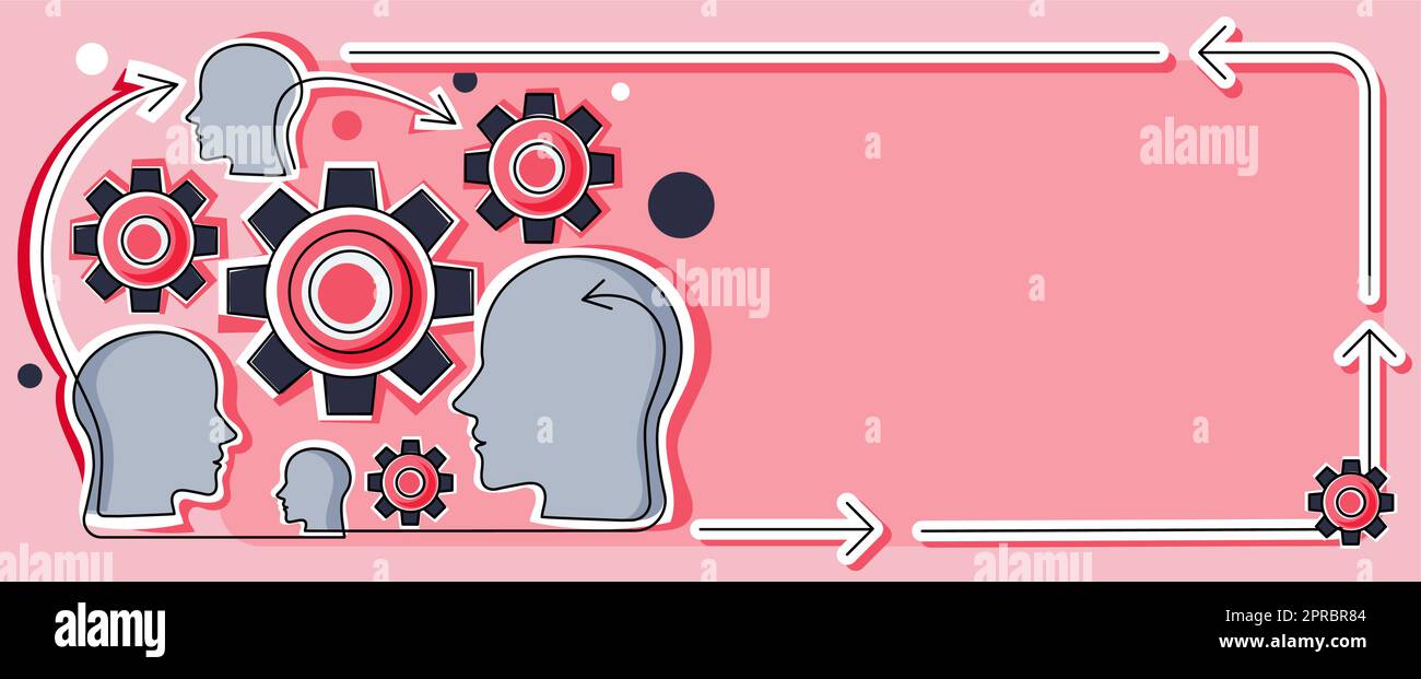 Multiple Heads With Cogs Showing Technology Ideas. Gears In Brain ...