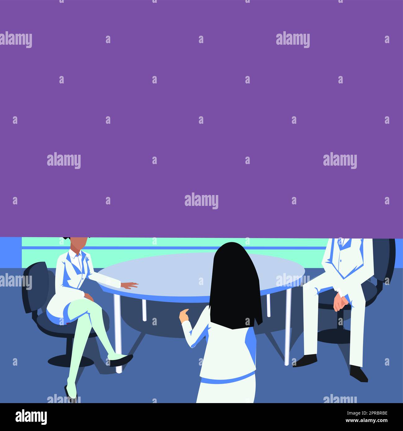 Three colleagues having office meeting presenting newest project ideas ...