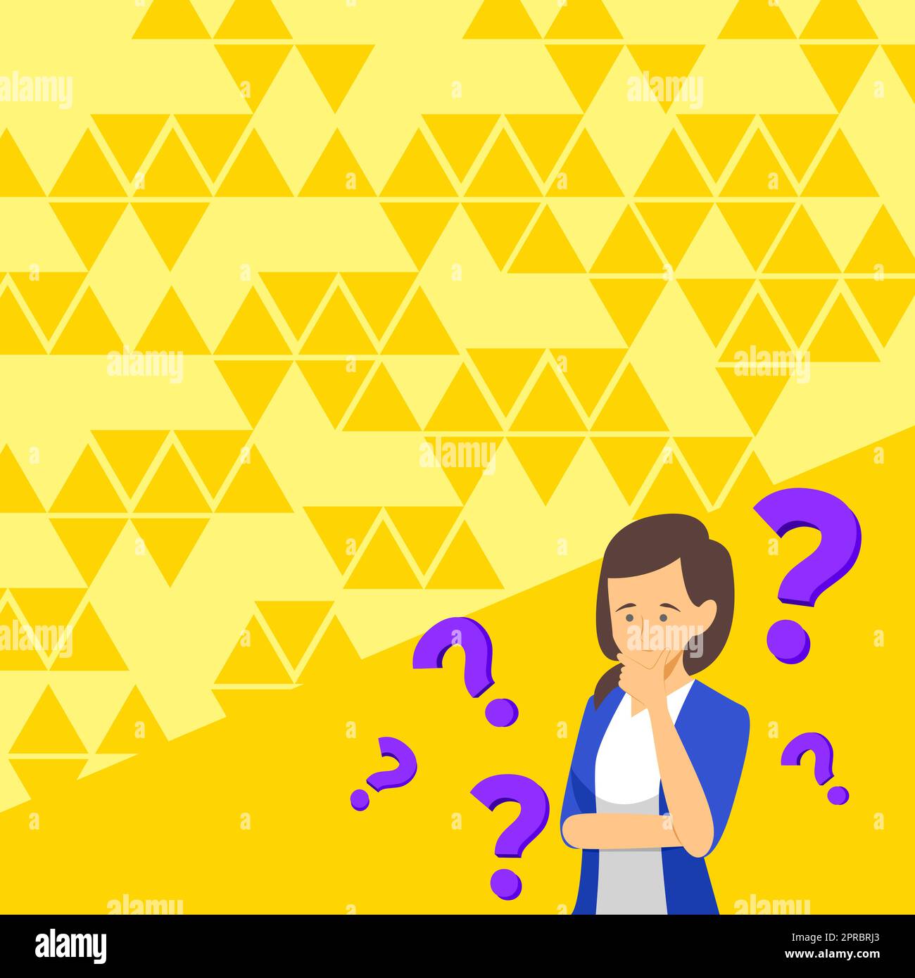 Lady Drawing Brainstorming New Solutions Surrounded With Question Marks ...