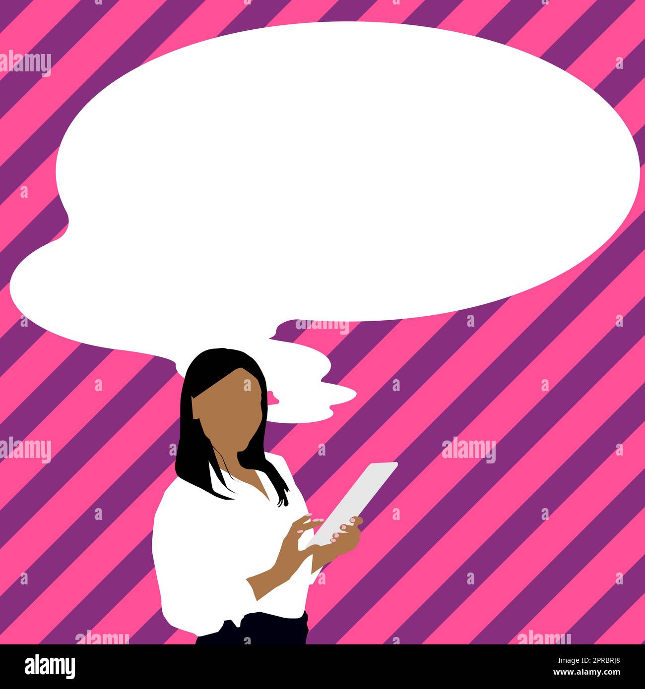 Presenter With Conversation Bubble Showing New Announcement. Colleague Speech Balloon Presenting ...