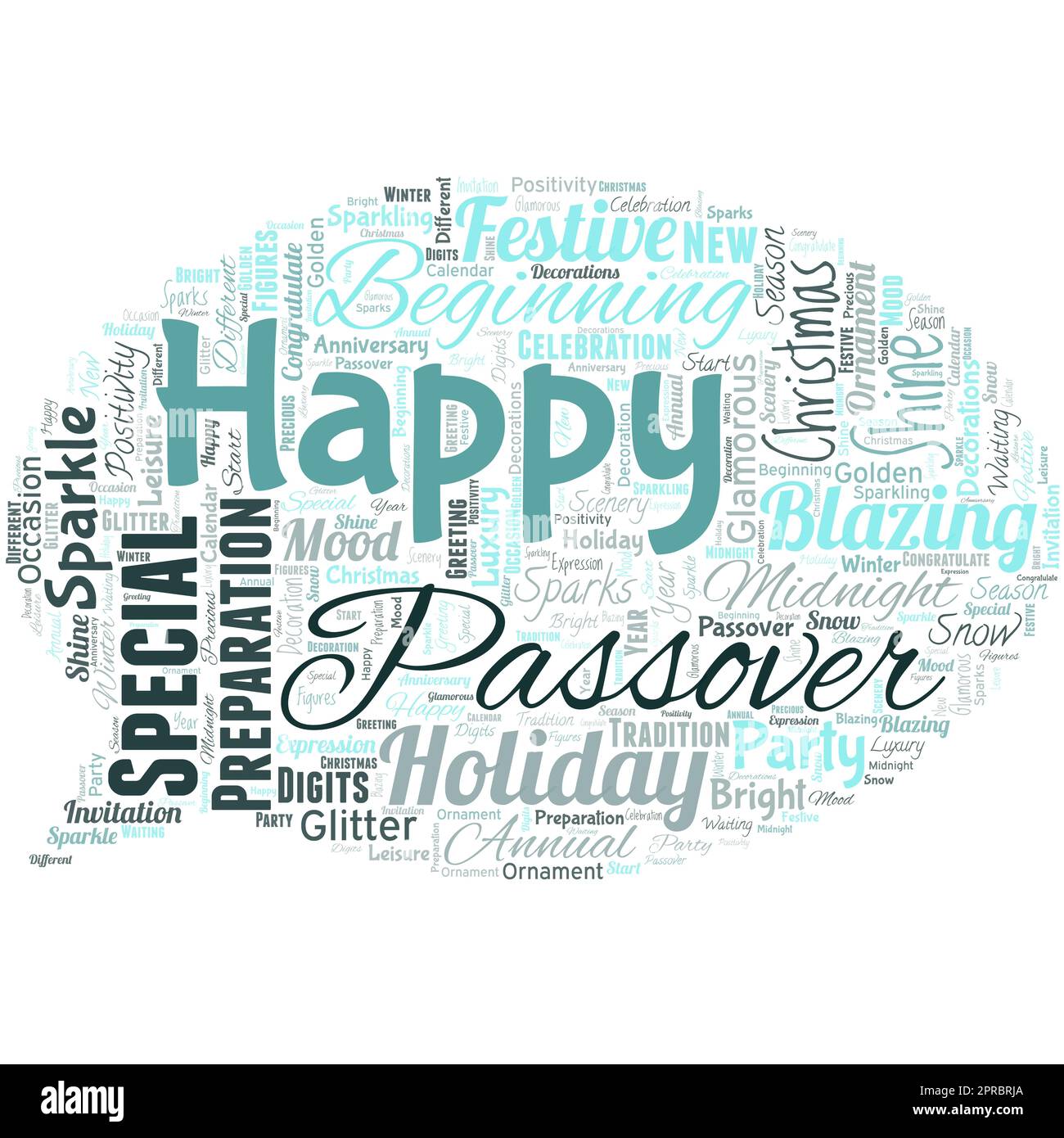Big word cloud in the shape of speech bubble with words Happy Passover ...
