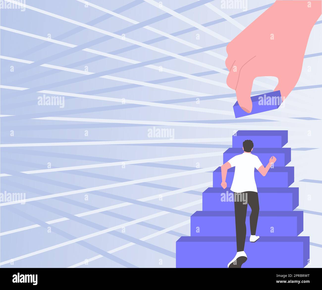 Gentleman Climbing Up Stair Case Trying To Reach Goals Hand Helping ...