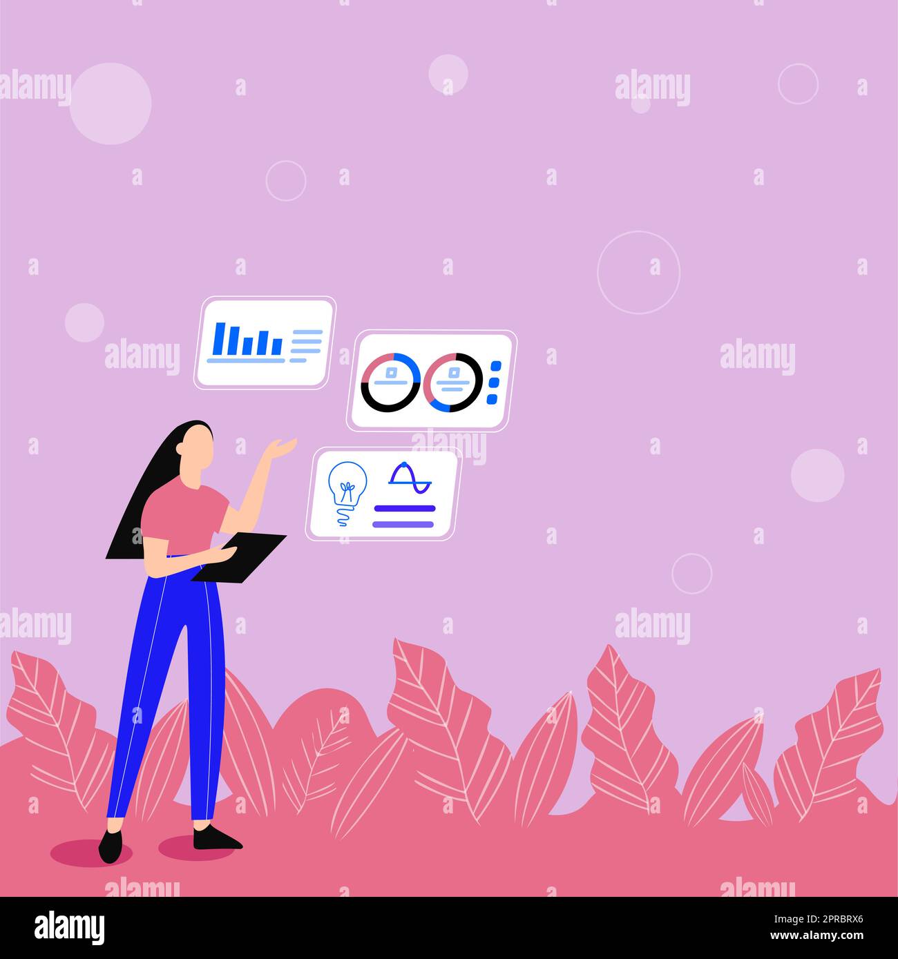 Illustration Of Girl Sharing New Wonderful Ideas For Skill Improvement ...