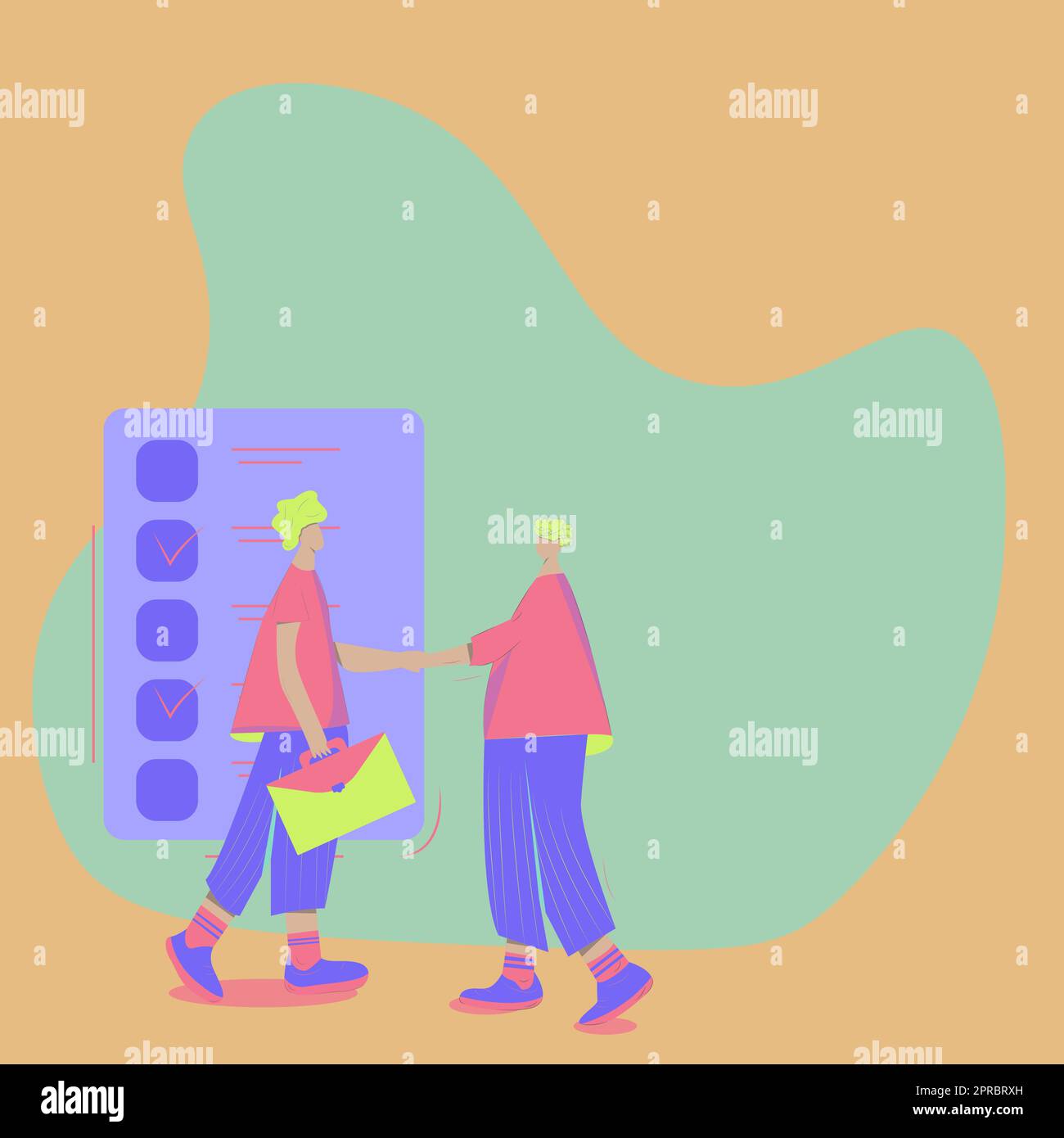 Two Men Drawing With Paper Background Shake Hands Presenting Agreement ...