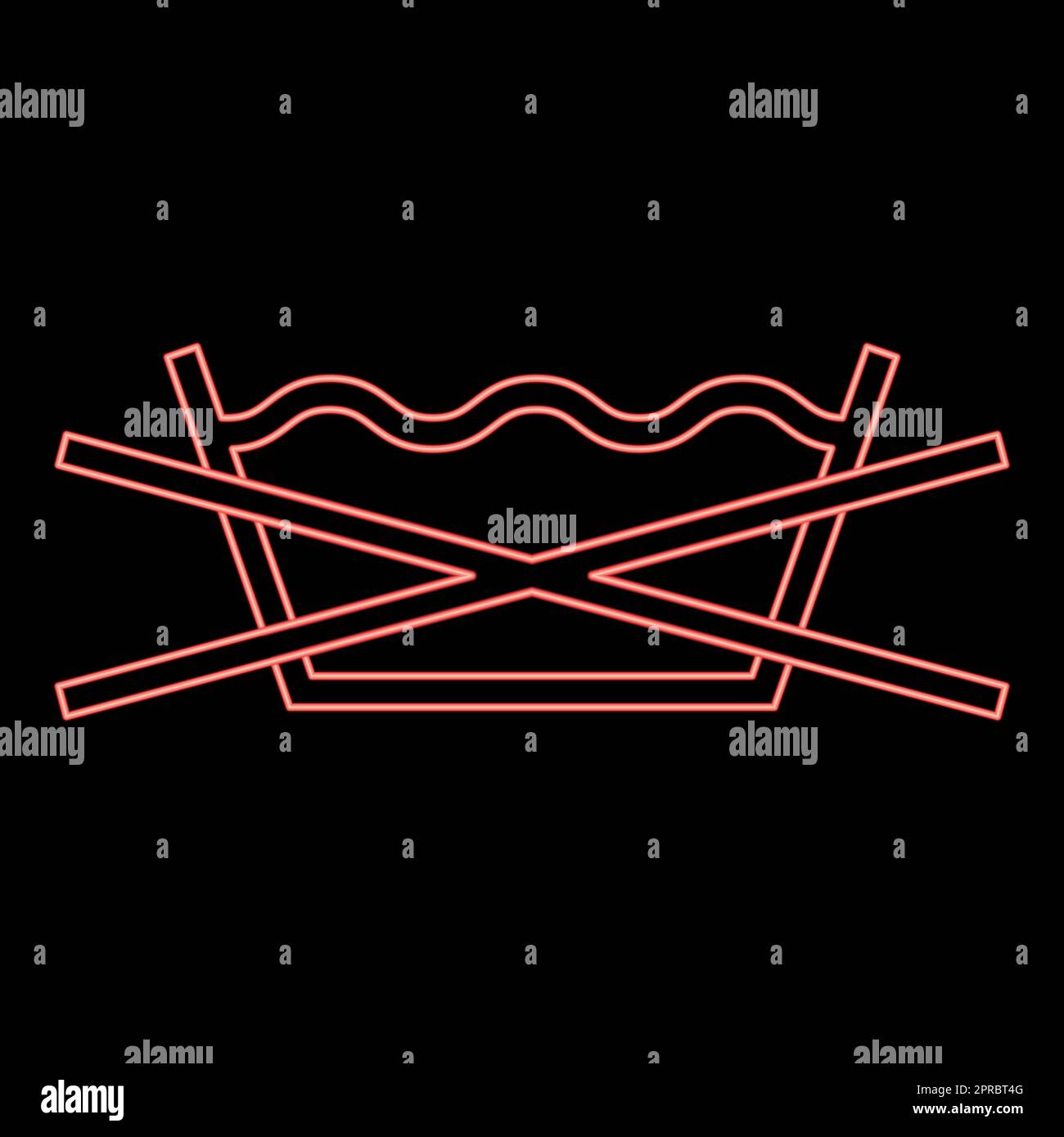 Neon prohibited wash Clothes care symbols Washing concept Laundry sign ...