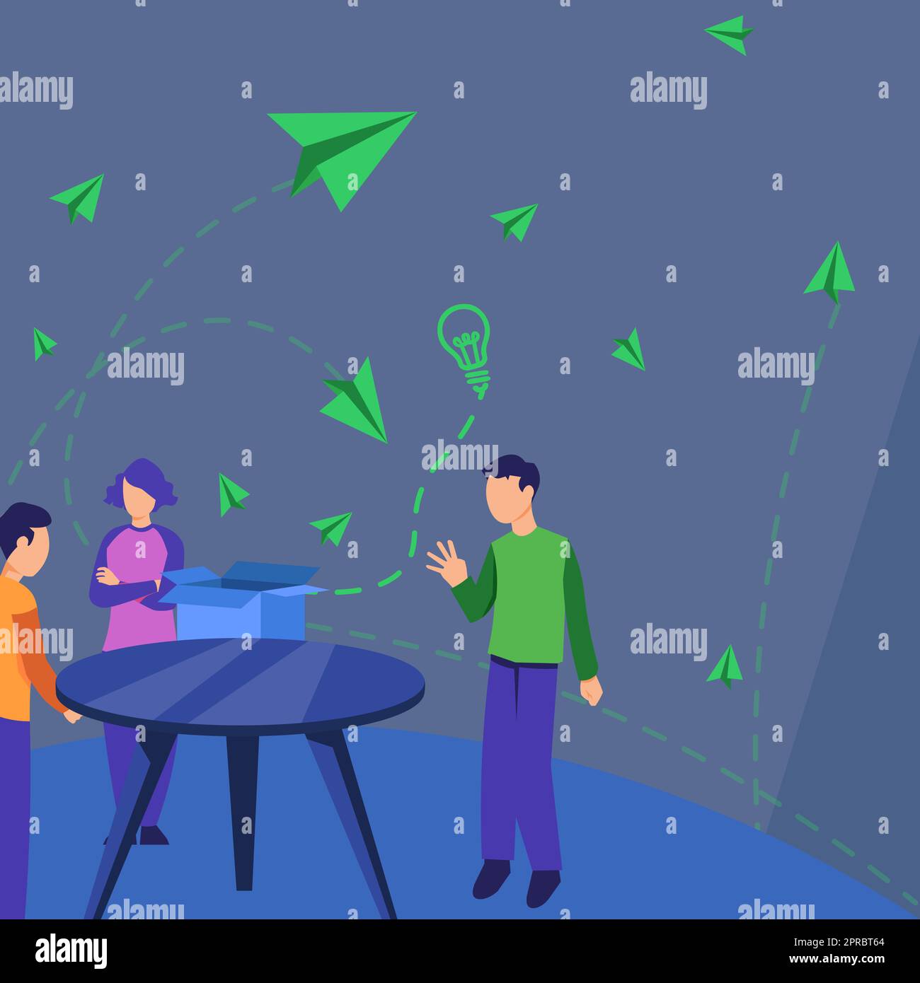 Colleagues Thinking New Innovative Ideas Around Table. Three People ...