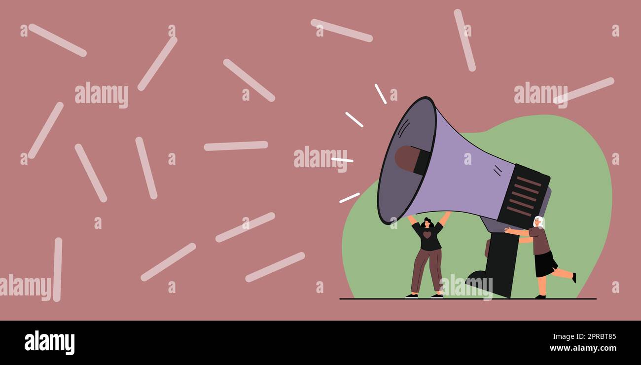 Group Of People Drawing Holding Their Megaphones Talking And Sharing ...