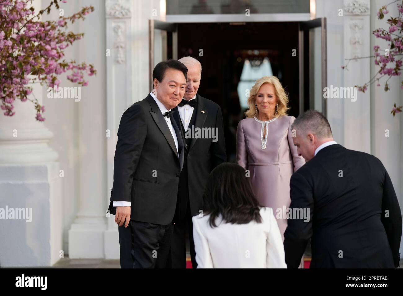 President Joe Biden and first lady Jill Biden greet South Korea's ...