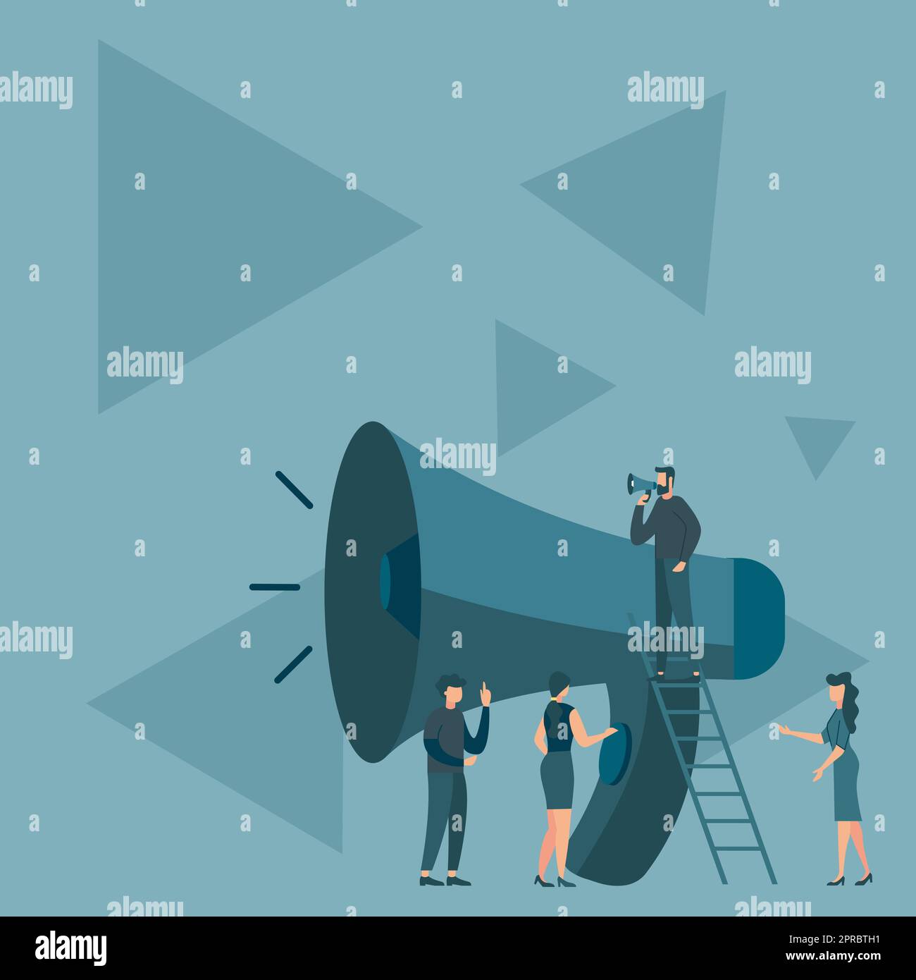 Group Of People Drawing Holding Their Megaphones Talking And Sharing ...